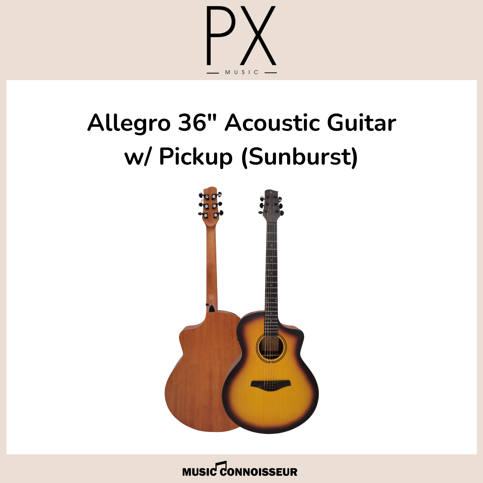 PX Allegro 36" Acoustic Guitar w/ Pickup (Sunburst) – PX Music