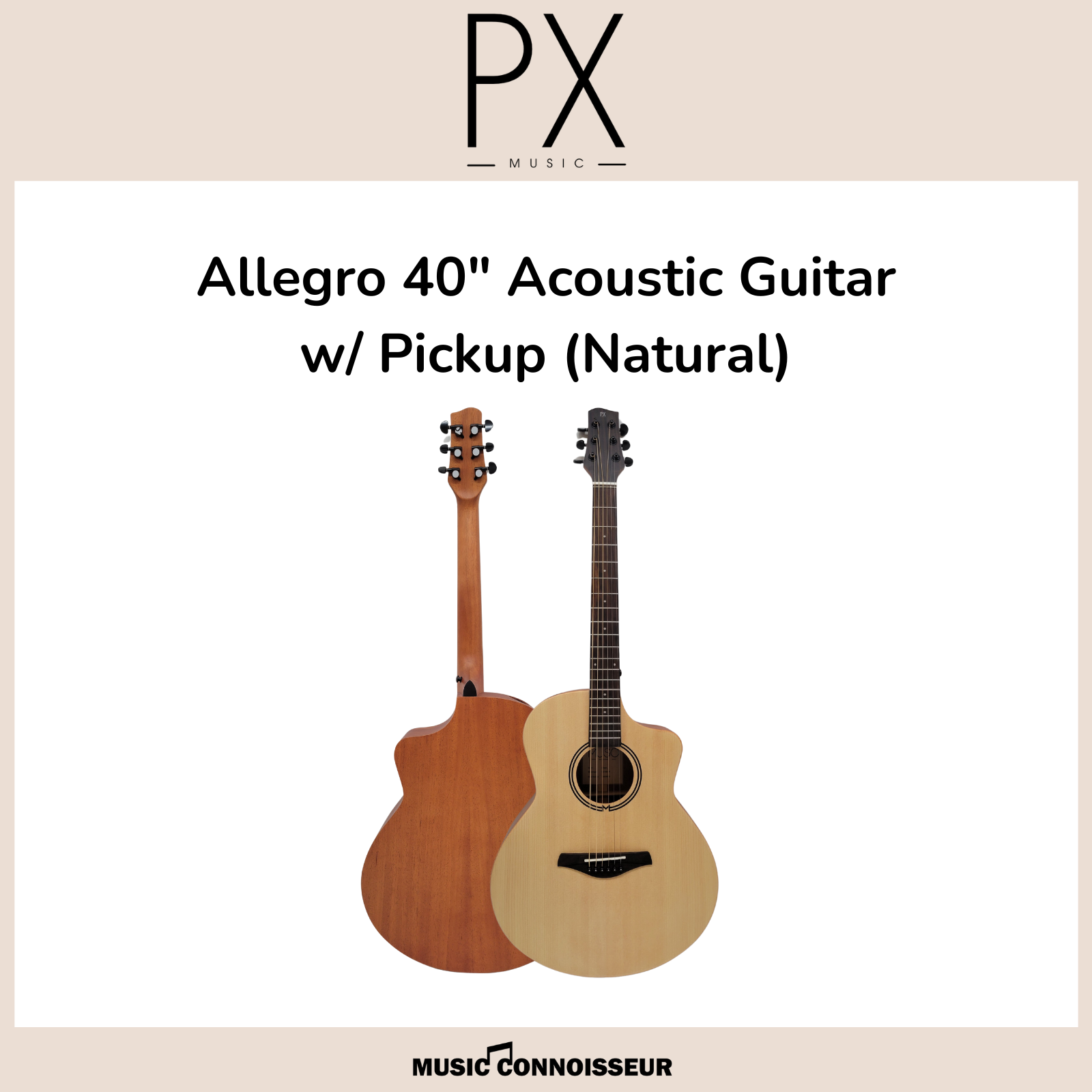 PX Allegro 40" Acoustic Guitar w/ Pickup (Natural) – PX Music